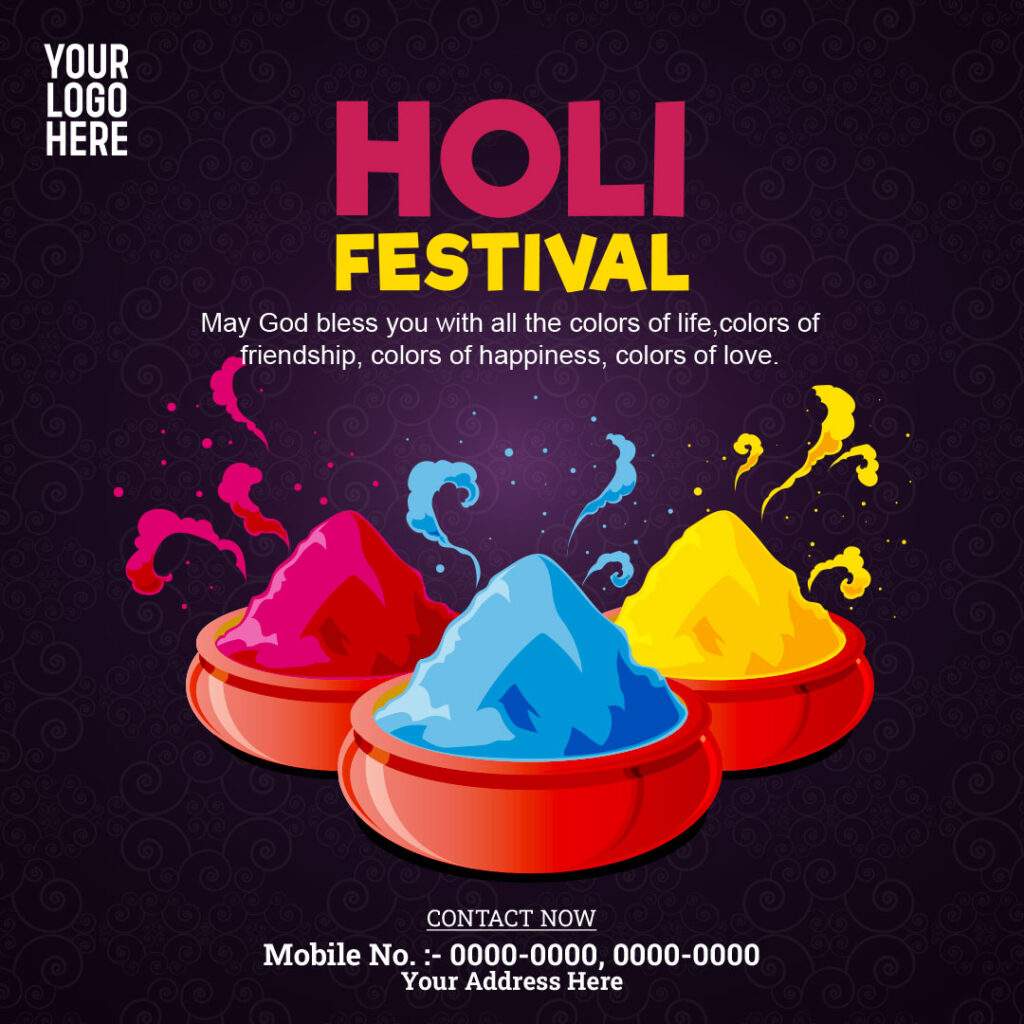 Holi Festival Social Media Template Kit for Photoshop - Pik Templates