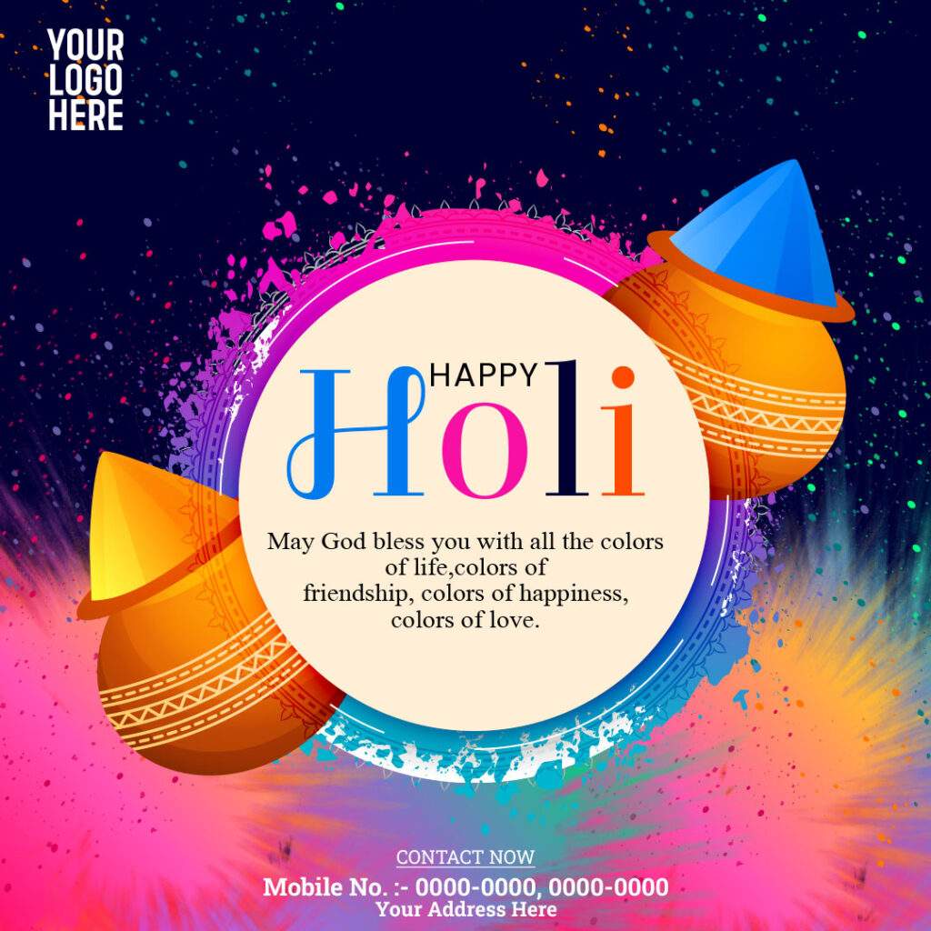 Holi Festival Social Media Template Kit for Photoshop - Pik Templates